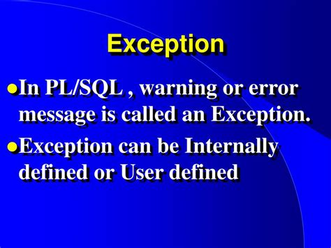 ppt pl sql exceptions powerpoint presentation free download id 5941317