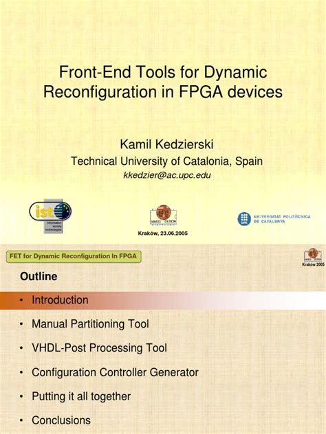 front end tools for dynamic reconfiguration in fpga devices kamil kedzierski pdf hardware