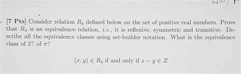 solved [7 pts] consider relation r4 defined below on the set