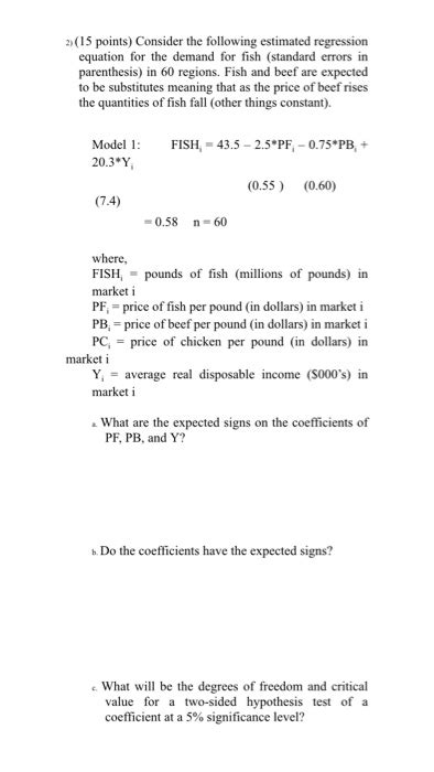 solved 2 15 points consider the following estimated