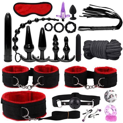 Kit De Bdsm En Peluche Pour Couple Jouets Sexuels Pour Femme Menottes Plug Anal Accessoires De