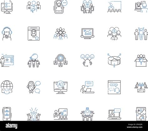 Economic Growth Line Icons Collection Prosperity Development