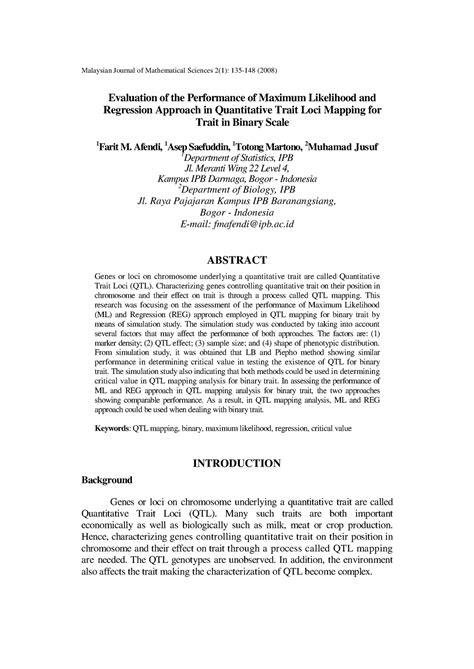 evaluation of the performance of maximum likelihood and regression approach in quantitative