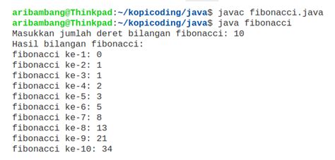program fibonacci rekursif di bahasa java kopi coding