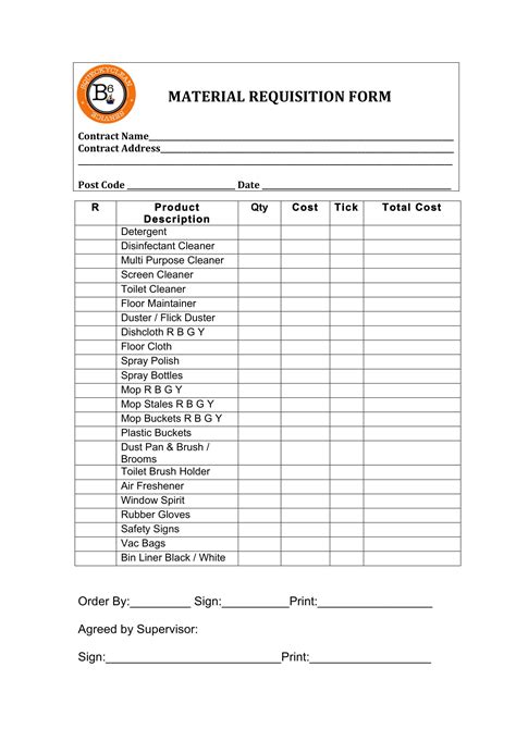 Material Request Form Template