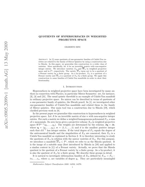 pdf quotients of hypersurfaces in weighted projective space