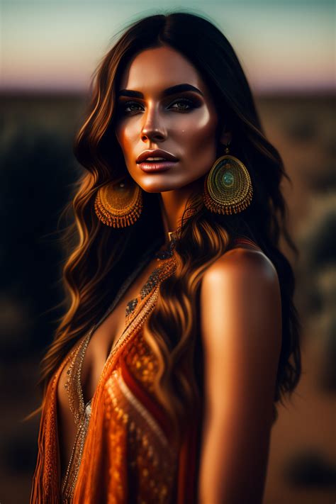 Lexica Professional Photo Of Sexy Brunette Model Full Body Photoshoot Bohemian Fashion Elle