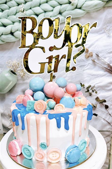 Baked By Cha Gender Reveal Drip Cake 💙💗💙💗 Thank You So