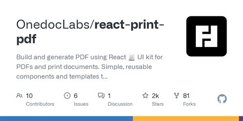github onedoclabs react print pdf build and generate pdf using react 📄 ui kit for pdfs and