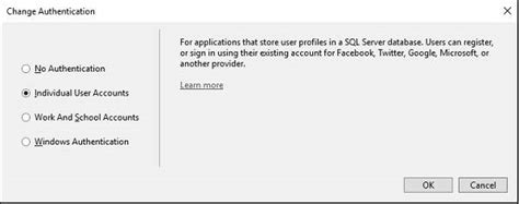explain different authentication option in mvc mindstick