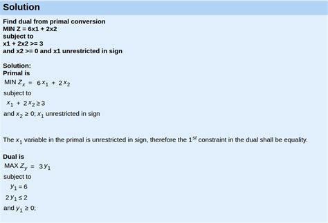 [math] converting from primal to dual linear problem math solves everything