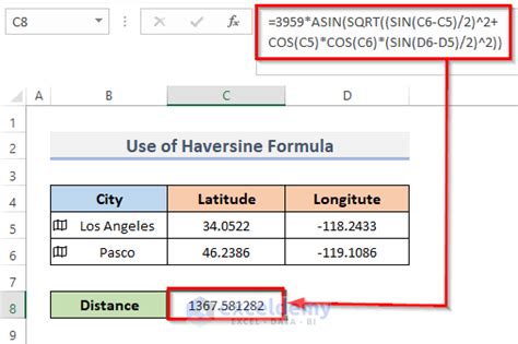 How To Calculate The Distance Between Two Cities In Excel 5 Methods