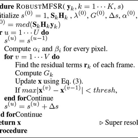 algorithm 1 proposed algorithm for robust mfsr download scientific diagram