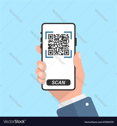 Qr Code Scan In Flat Style Mobile Phone Scanning Vector Image
