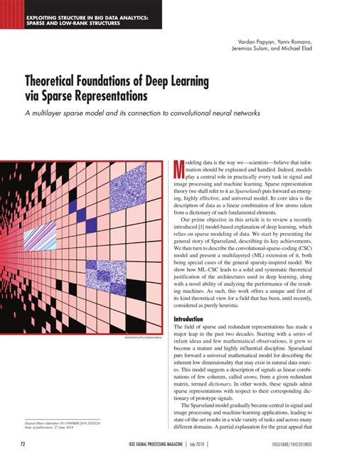 pdf theoretical foundations of deep learning via sparse representations a multilayer sparse