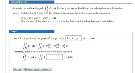solved tutorial exercise evaluate the surface integral f ds
