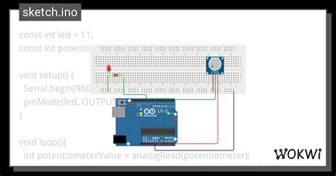 Controlling The Led Brightness Using The Potentiometer Wokwi Esp32 Stm32 Arduino Simulator