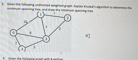 solved 3 given the following undirected weighted graph