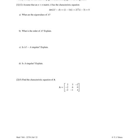 solved [1] 12 assume that an n×n matrix a has the