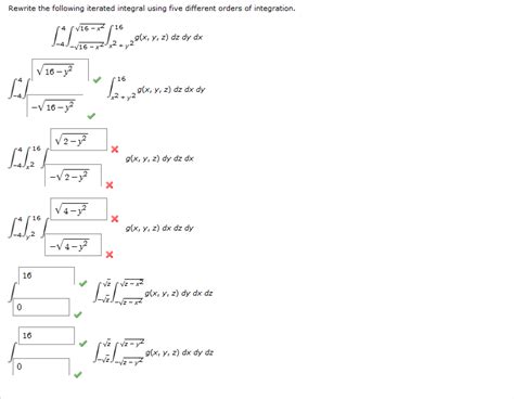 solved rewrite the following iterated integral using five