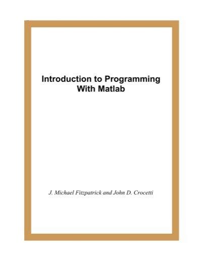 getting started with matlab introduction and programming