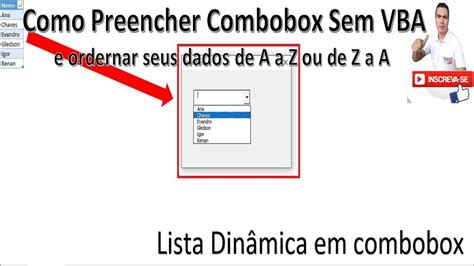 como preencher um combobox com vba excel otosection
