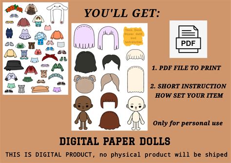 Printable Toca Boca Paper Dolls And Clothes Dress Up Doll Etsy