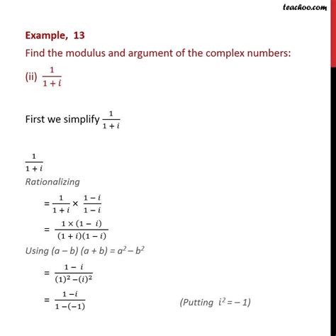 example 13 find modulus argument of 1 i 1 i examples