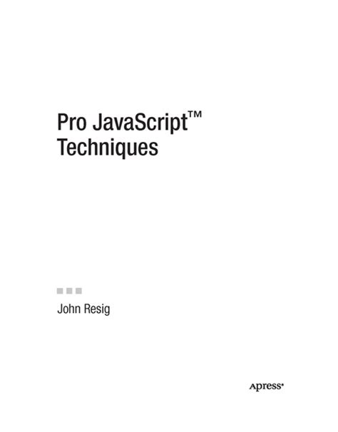 title page pro javascript™ techniques [book]