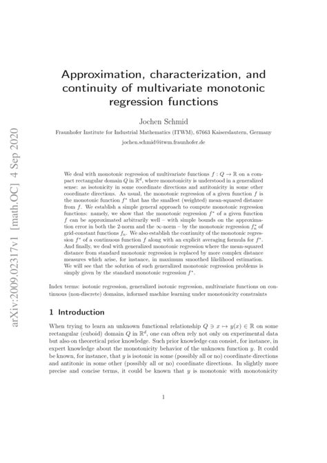 approximation characterization and continuity of multivariate monotonic regression functions