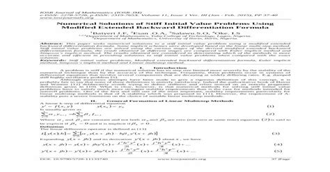 numerical solutions of stiff initial value problems using modified extended backward