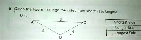 solved given the figure arrange the sides from shortest to longest shortest side longer side