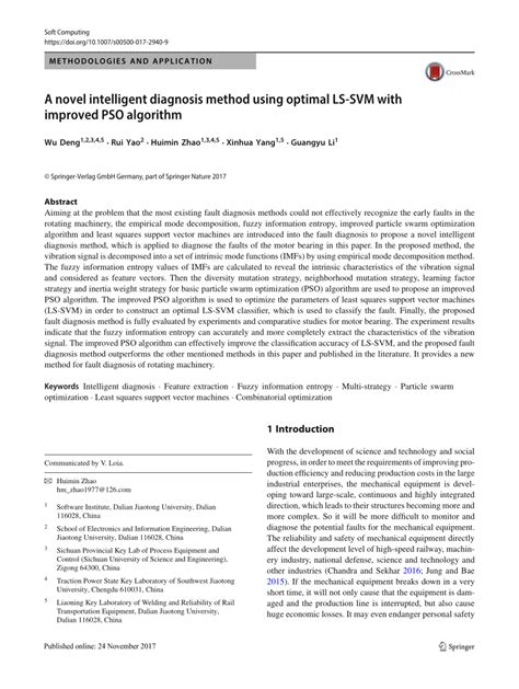 pdf a novel intelligent diagnosis method using optimal ls svm with improved pso algorithm