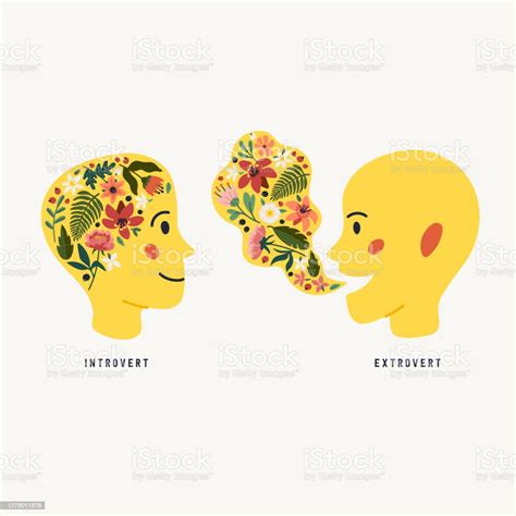 extrovert and introvert extraversion and introversion concept stock illustration download