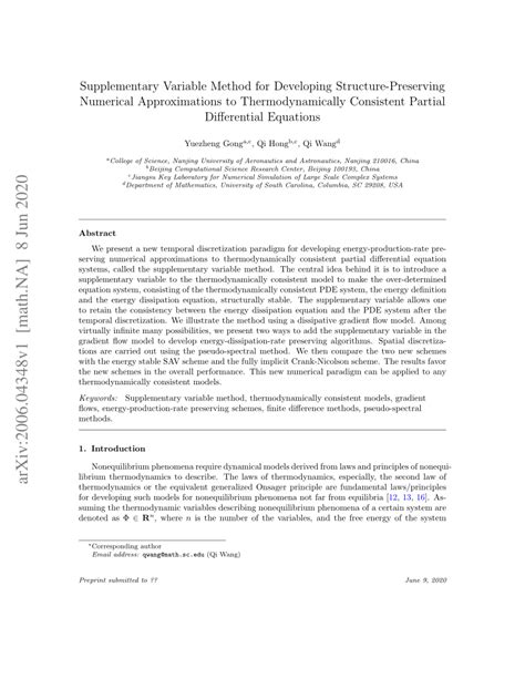 pdf supplementary variable method for developing structure preserving numerical approximations
