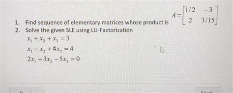 solved 3 3 15 1 2 a 1 find sequence of elementary