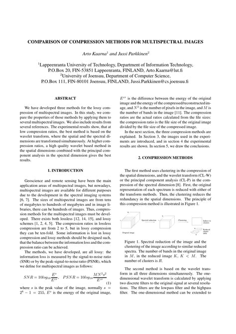 pdf comparison of compression methods for multispectral images