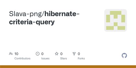 GitHub Slava Png Hibernate Criteria Query