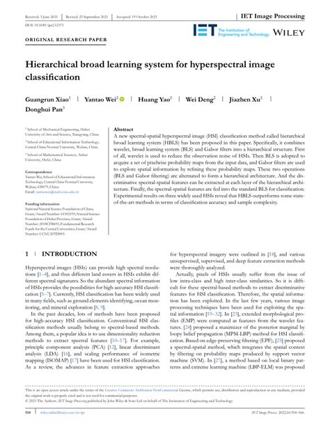 pdf hierarchical broad learning system for hyperspectral image classification