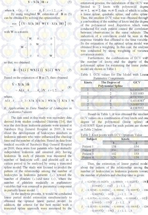 table 2 from truncated spline regression in linear partial model for longitudinal data