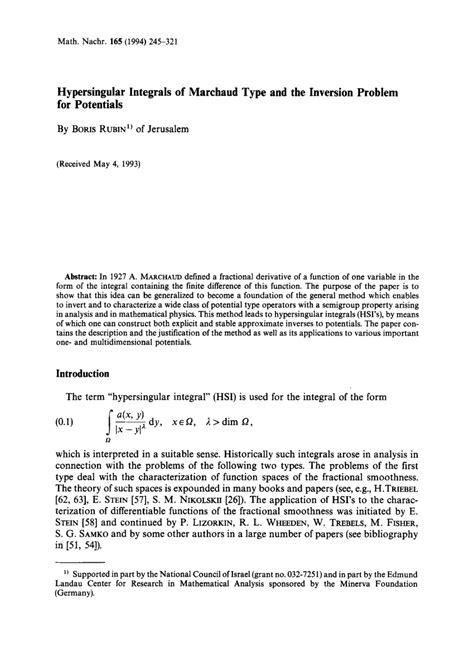 pdf hypersingular integrals of marchaud s type and the inversion problem for potentials math