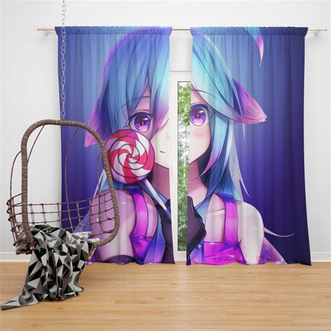 Lollipop Anime Girl Bedroom Window Curtain Ebeddingsets