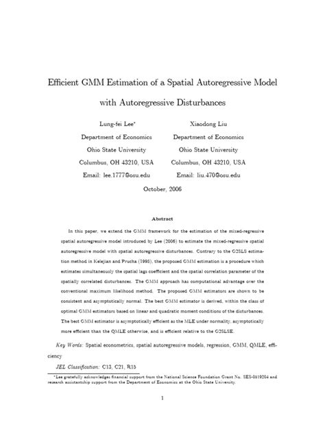 efficient gmm estimation of a spatial autoregressive model with autoregressive disturbances