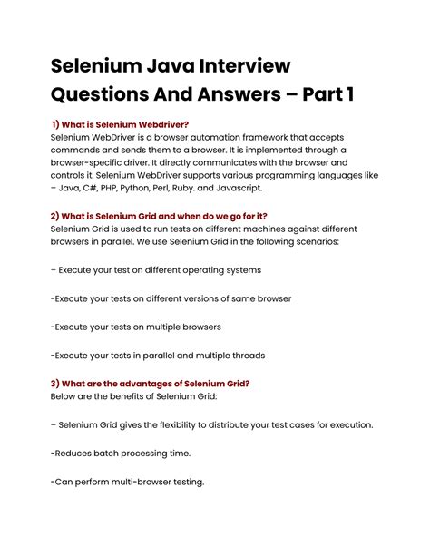 real time selenium java interview questions selenium java interview questions and answers