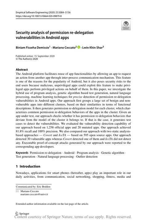 pdf security analysis of permission re delegation vulnerabilities in android apps