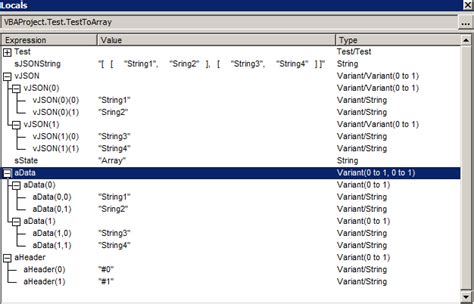 parse simple two dimensional json array in vba without external libraries stack overflow