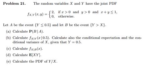 solved the random variables x and y have the joint pdf