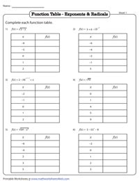 Function Table Worksheets Function Table In And Out Boxes