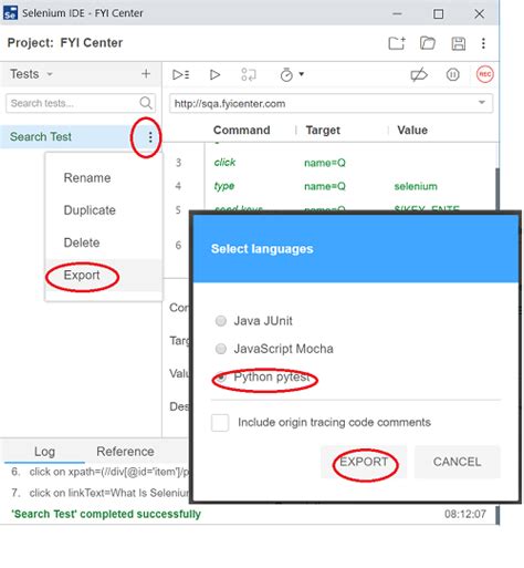convert chrome selenium ide test to python