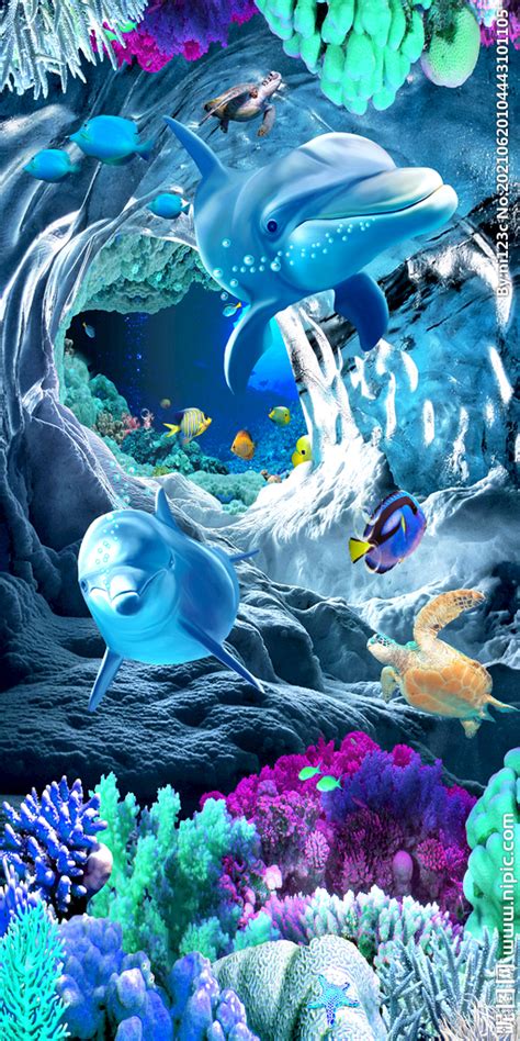 海底世界海洋鱼群3d玄关背景墙设计图 室内广告设计 广告设计 设计图库 昵图网nipic